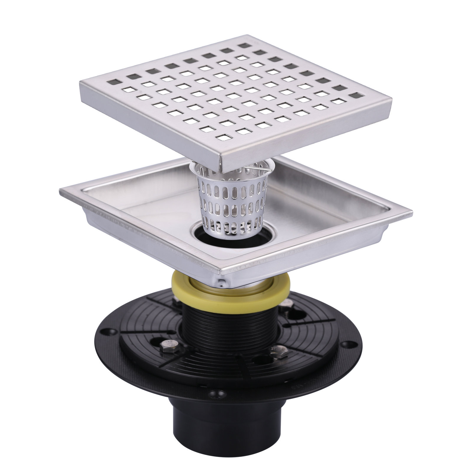 Aleasha 5.9 in. x 5.9 in. Stainless Steel Square Shower Drain with ...