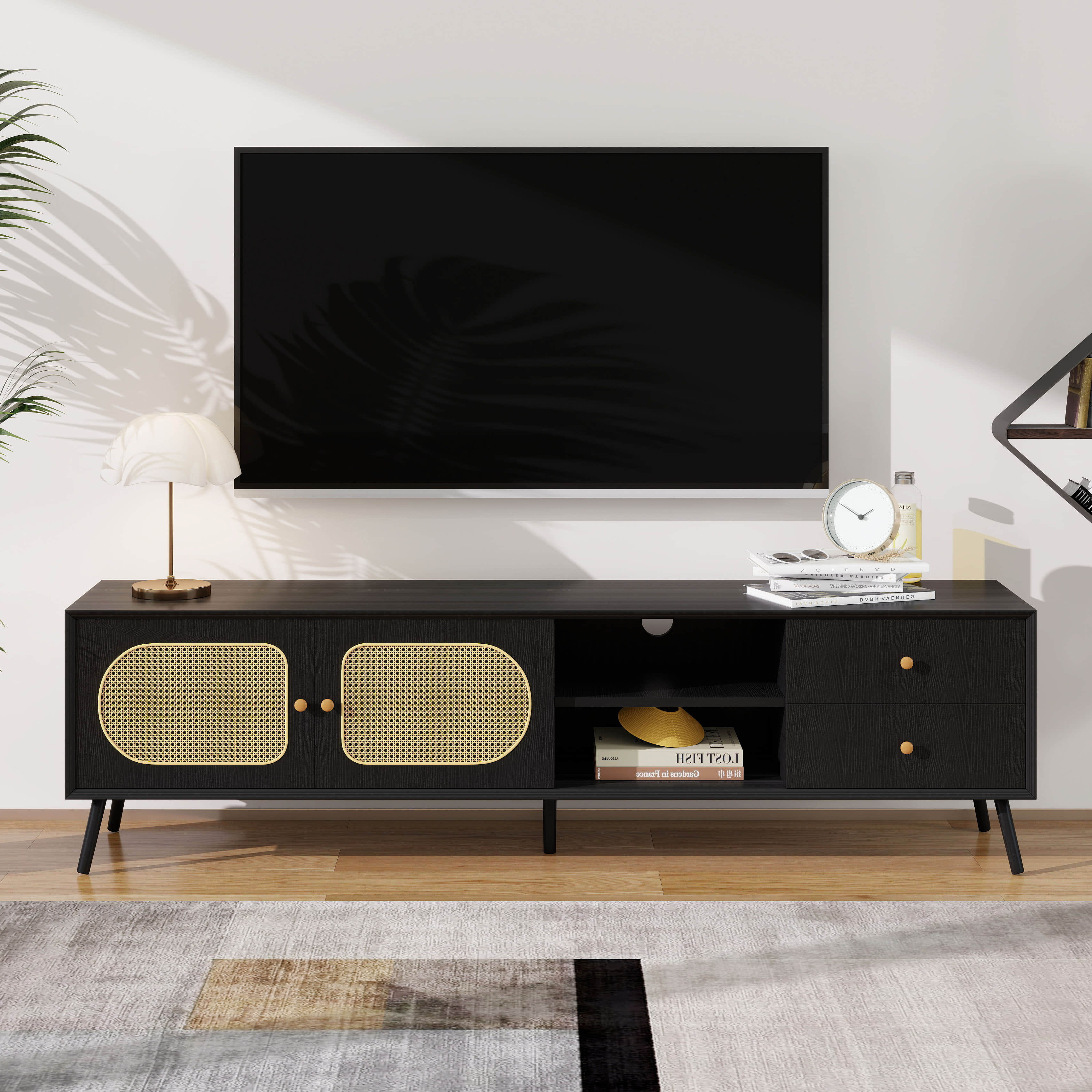 George Oliver 70" TV Stand Entertainment Center, Mid Century Modern ...