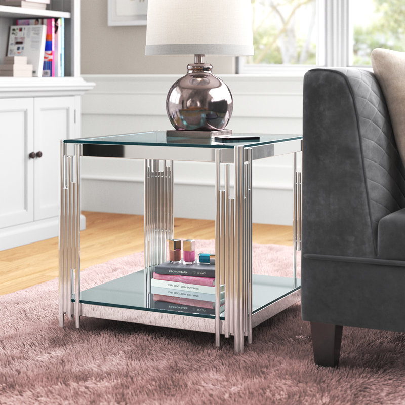Etta Avenue™ Graf Glass End Table with Storage & Reviews | Wayfair