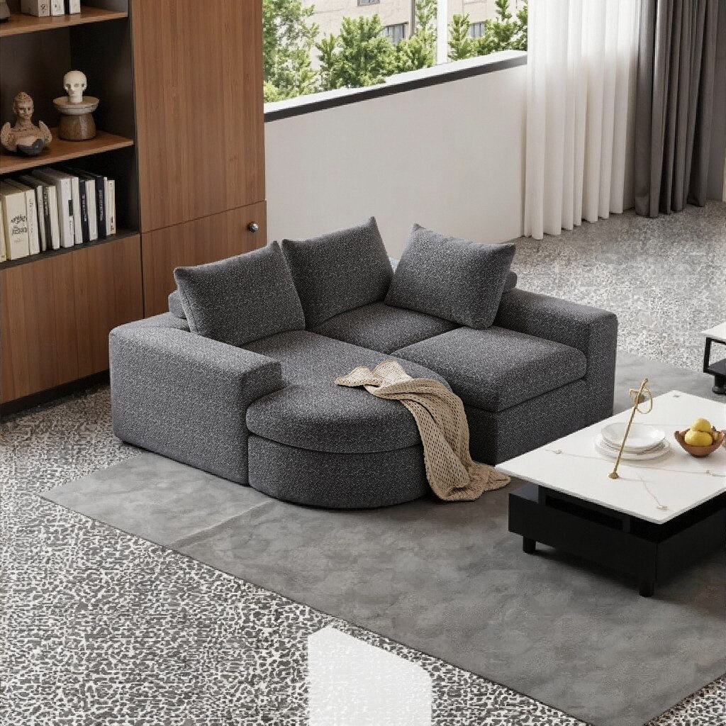 Latitude Run® Luxury Modular Chenille Sofa - Dual-Layer Cushion System ...