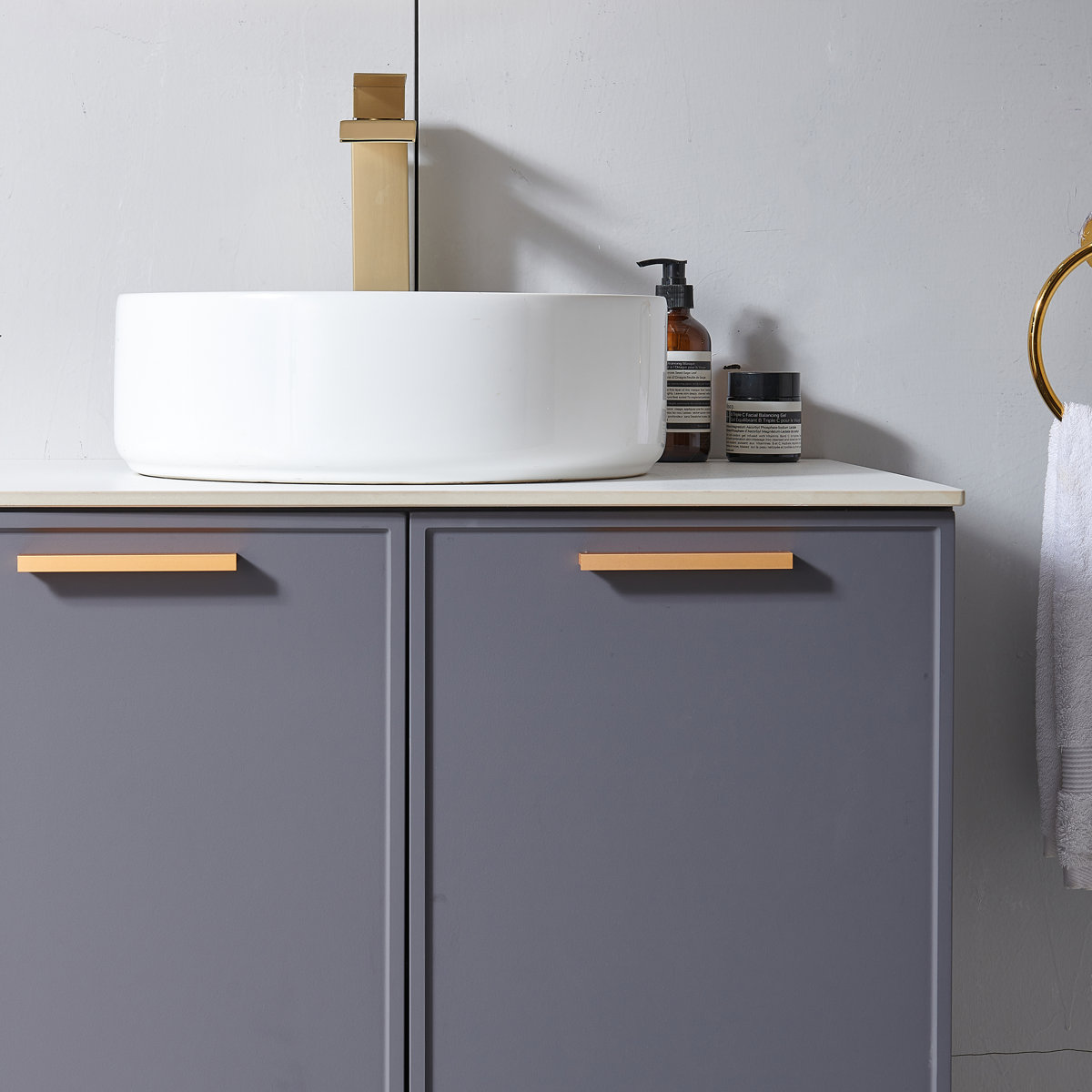 Latitude Run® Gloriane 30'' Dark Gray Modern Vessel Single Bathroom ...