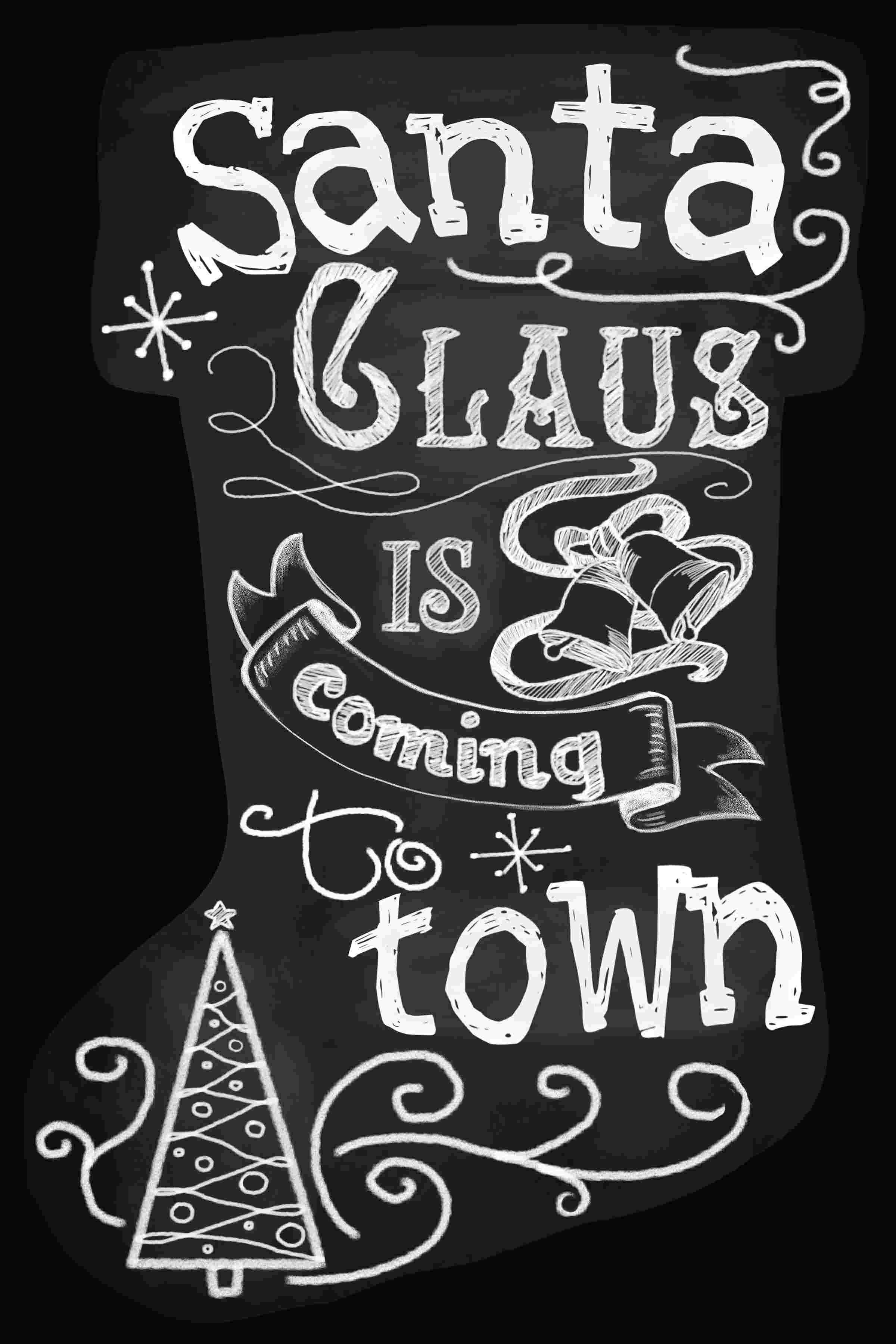 The Holiday Aisle® Santa Chalk Stocking - Wrapped Canvas Textual Art ...