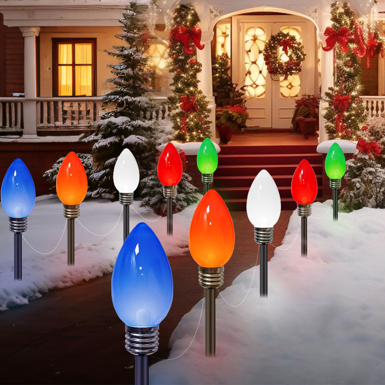 FUNDUXA Christmas Decorations Outdoor Waterproof, Solar Christmas Path ...
