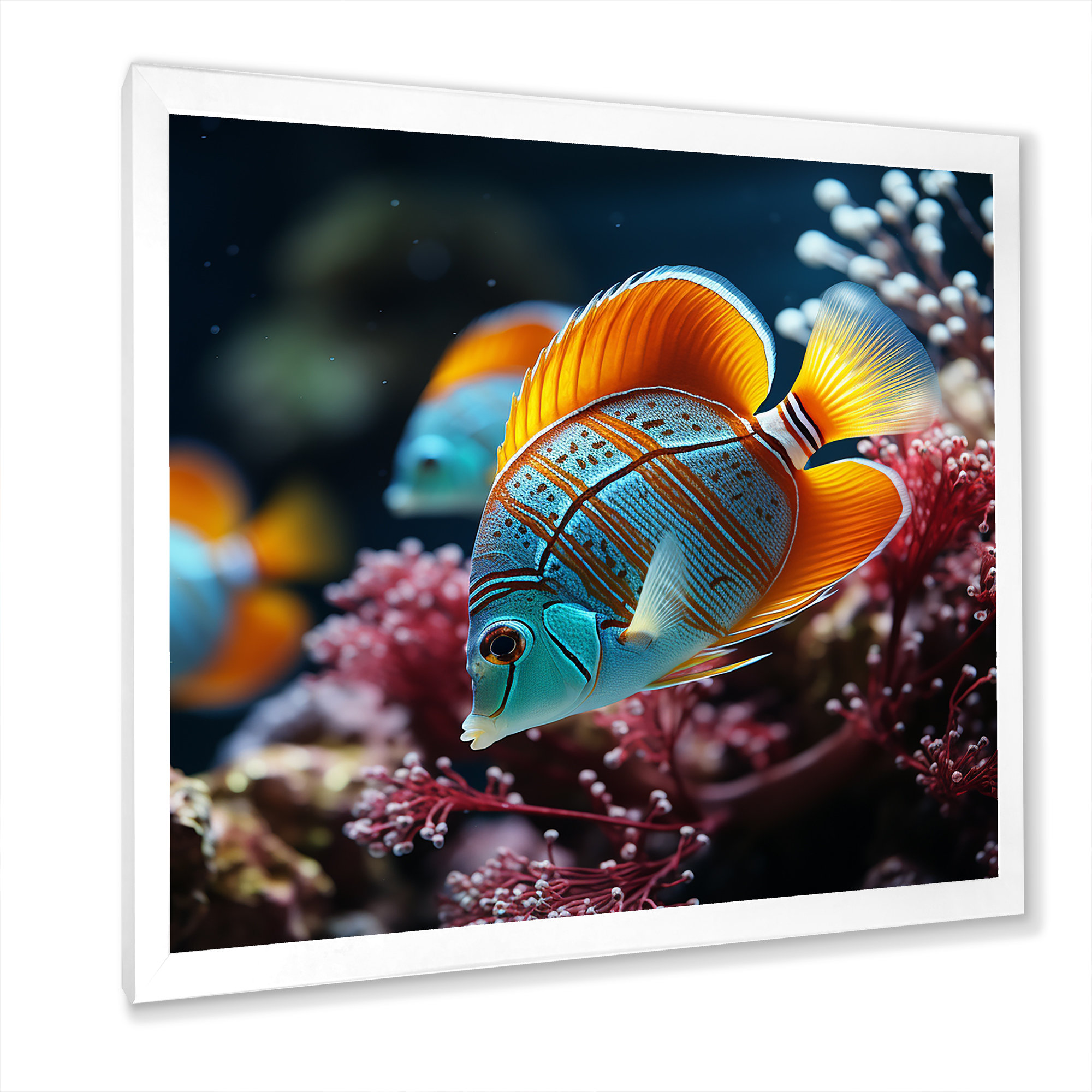 Design Art Beautiful Blue And Orange Butterflyfish I - Beach & Ocean ...