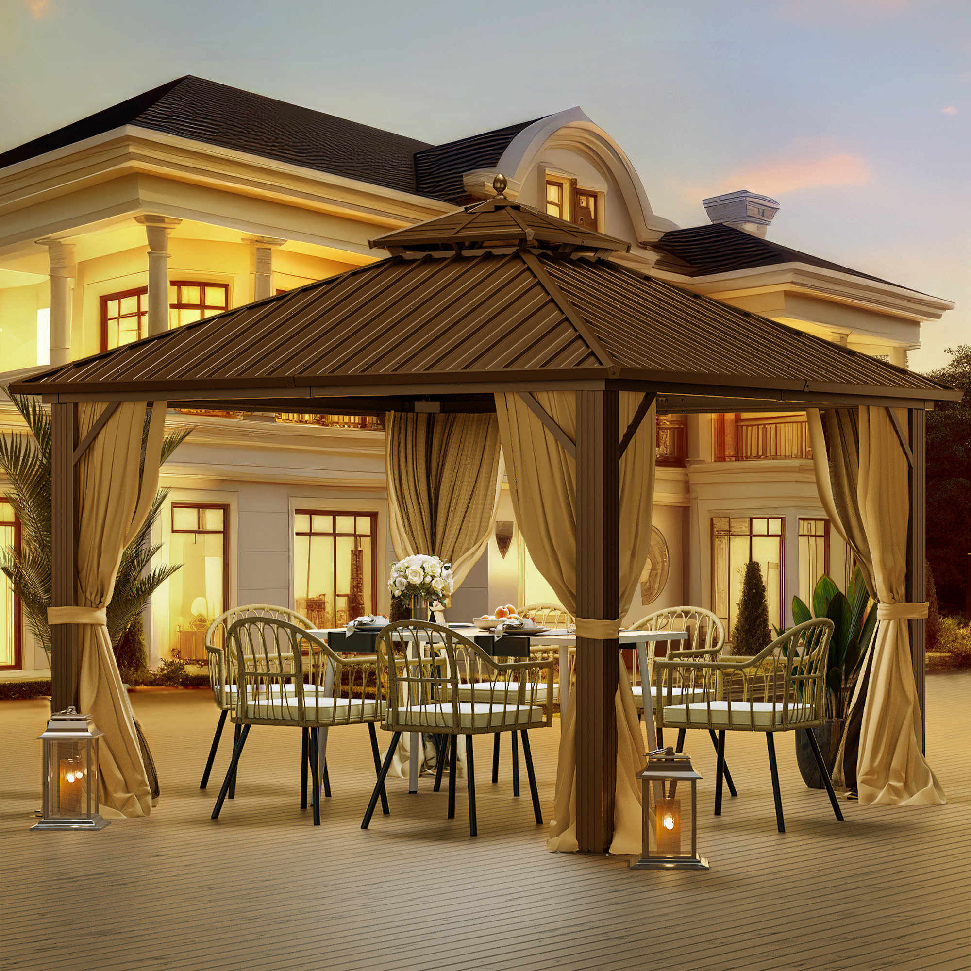 YITAHOME Aluminum Patio Gazebo Permanent Hardtop Gazebos & Reviews ...