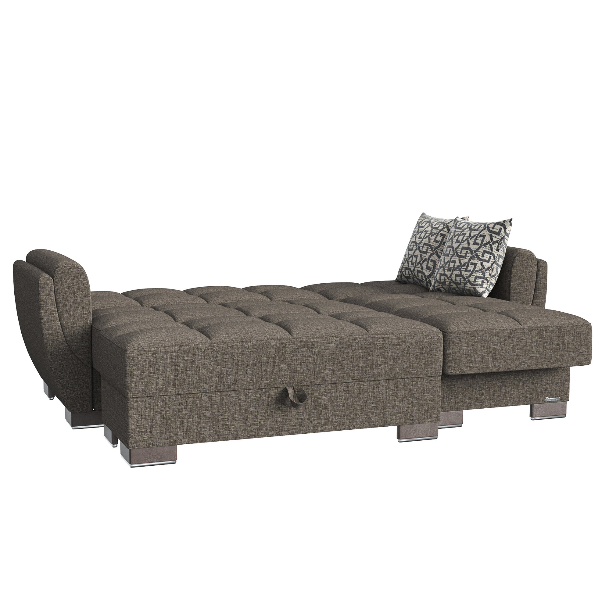 Hokku Designs Convertible Chaise Lounge With Storage, 3 - Seat Brown ...