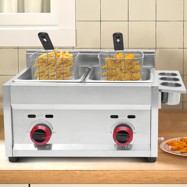 YXSUN 12 Liter Dual Tanks Commercial Stainless Steel Deep Fryer | Wayfair