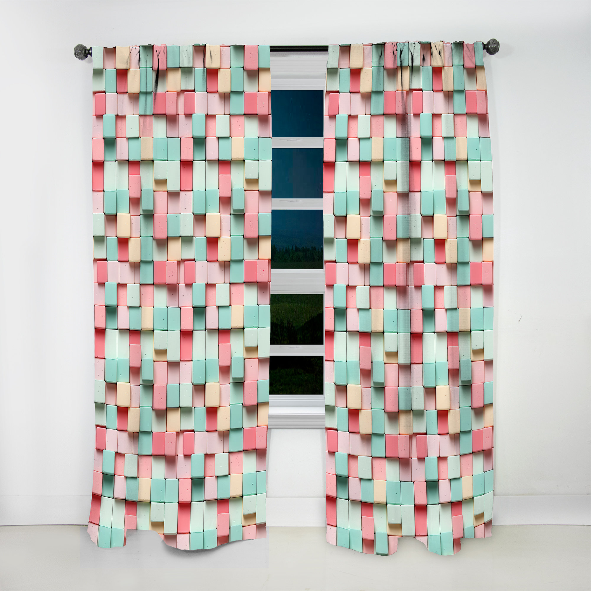 Design Art Popart Candyland Blocks II - Stripped Curtain - Room ...