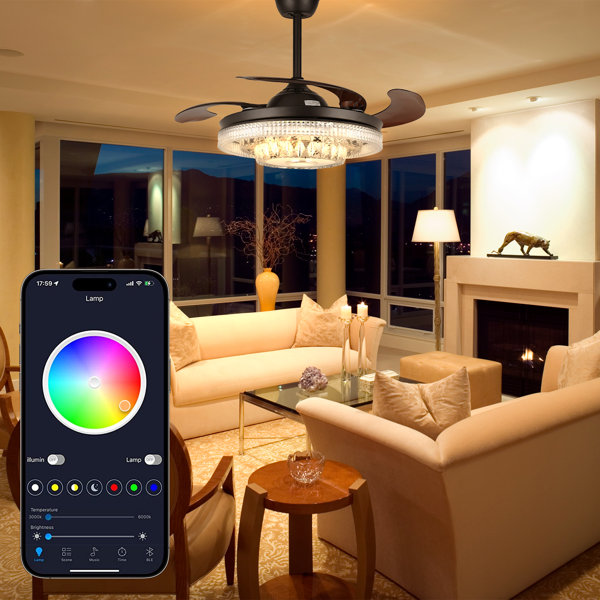 Rosdorf Park Higginson 42'' Bluetooth Ceiling Fan with Dimmable LED ...