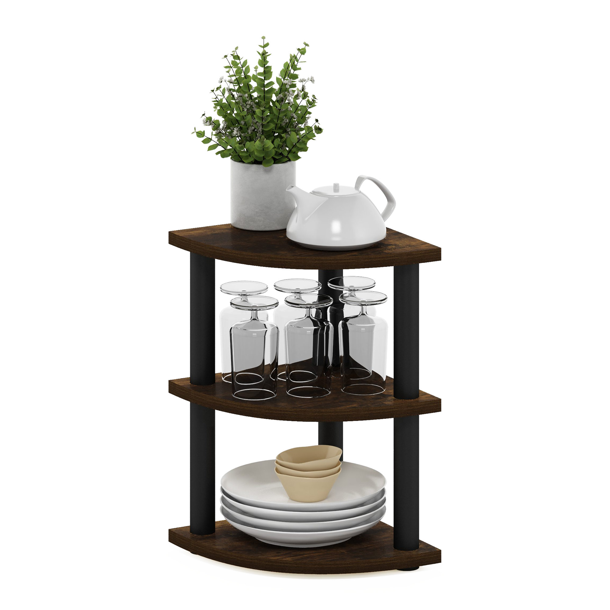Ebern Designs Creekside 3-Tier Corner Countertop Organizer Shelf, Amber ...