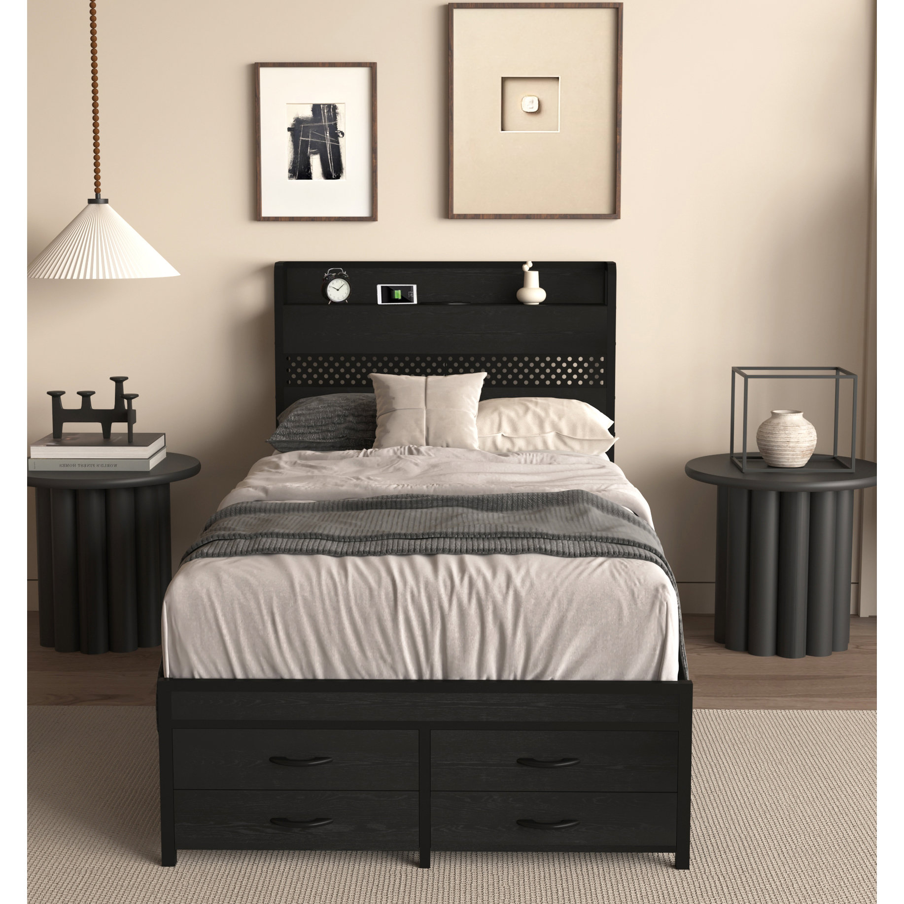 Latitude Run® Twin Bed Frame With Storage And Metal - Improve Bedroom ...