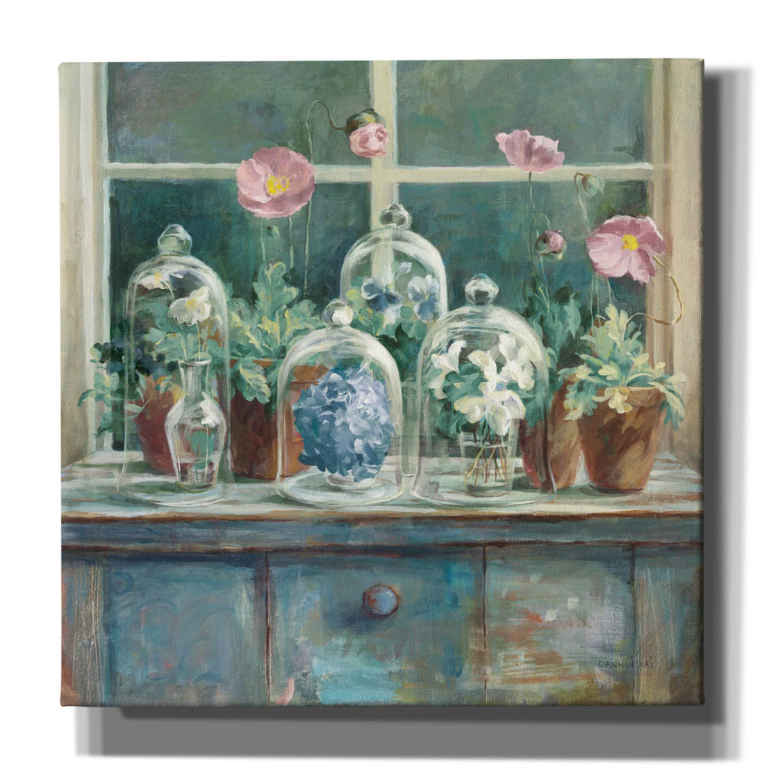 Epic Graffiti 'Pink Poppies Windowsill Sage' by Danhui Nai Canvas Wall ...