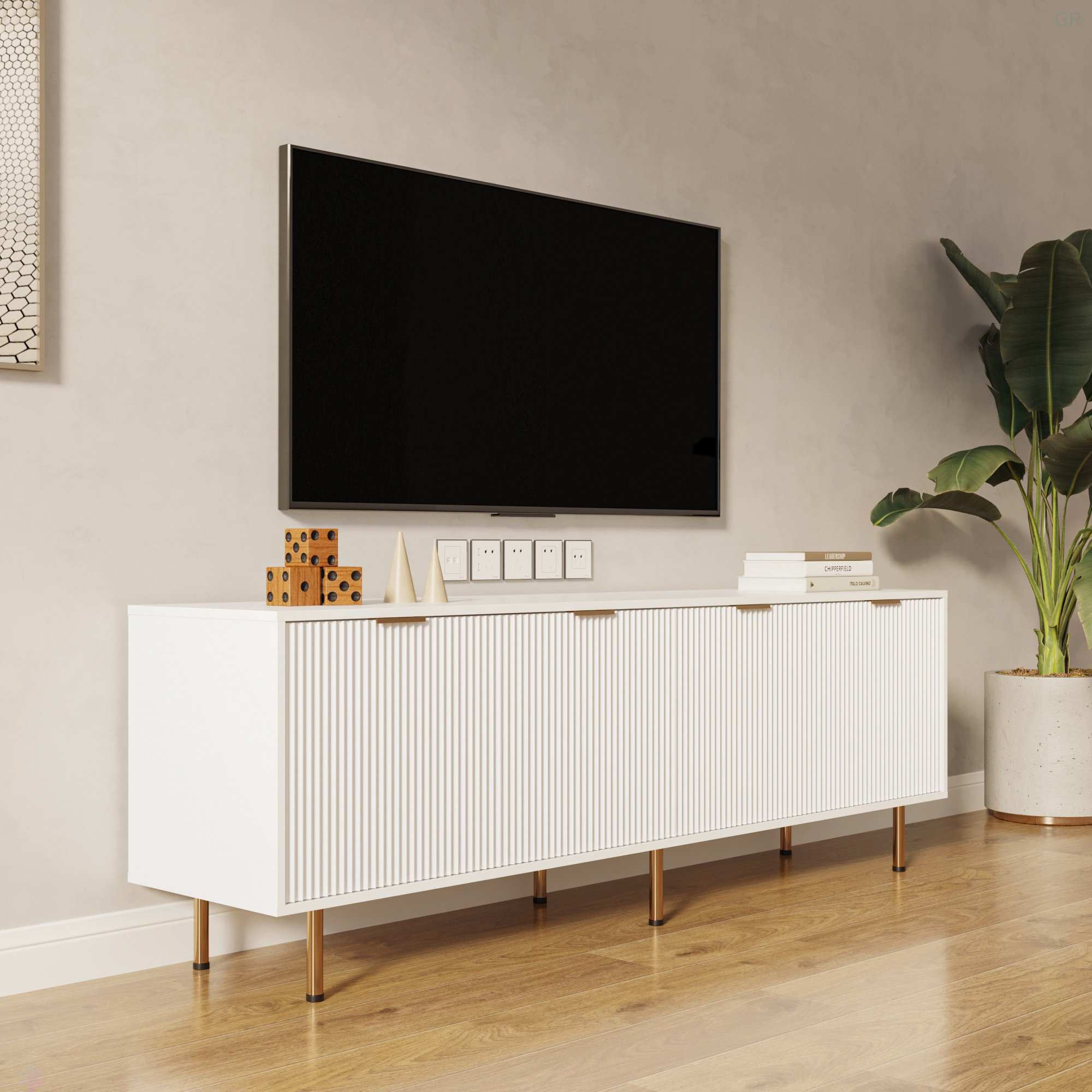 Mercer41 Modern TV Cabinet For 80 Inch TV Stands, For Living Room ...