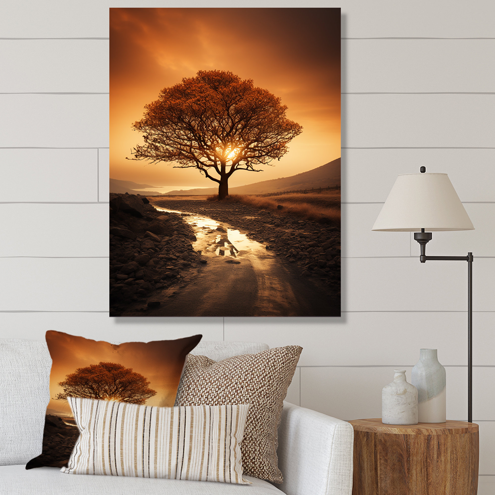 Millwood Pines Brown Tree Dusks Embrace II - Landscape Trees Canvas ...