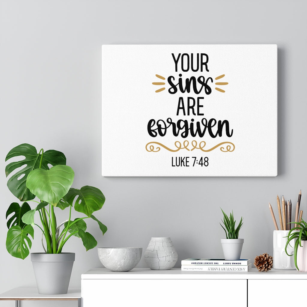 Trinx Scripture Canvas Forgiven Luke 7:48 Christian Wall Art Bible ...
