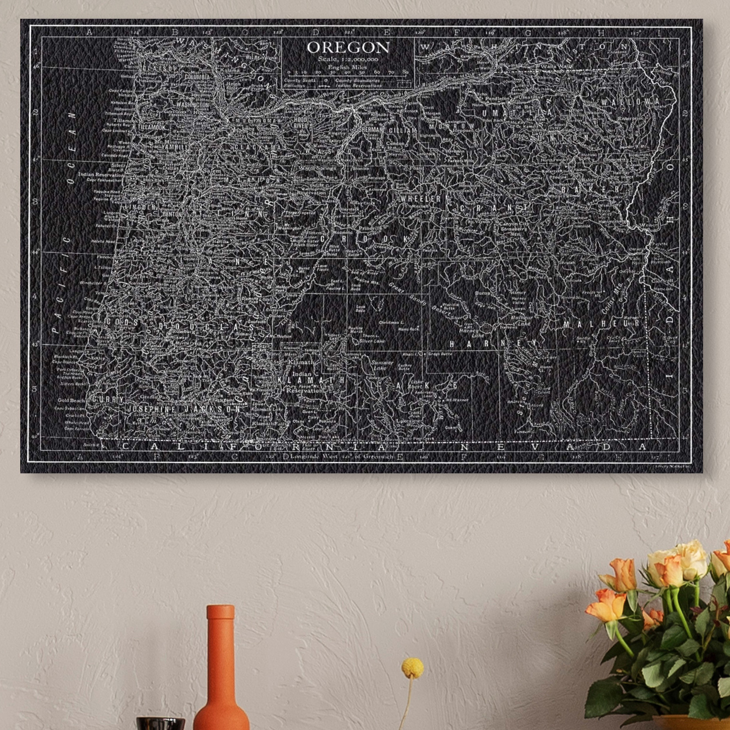 House of Hampton® 'Oregon Map' Graphic Art on Canvas | Wayfair