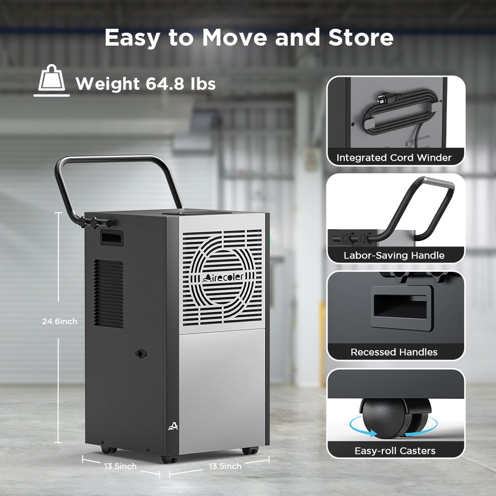 Airecoler 156 Pints Dehumidifier With Pump For Basements, Industrial ...