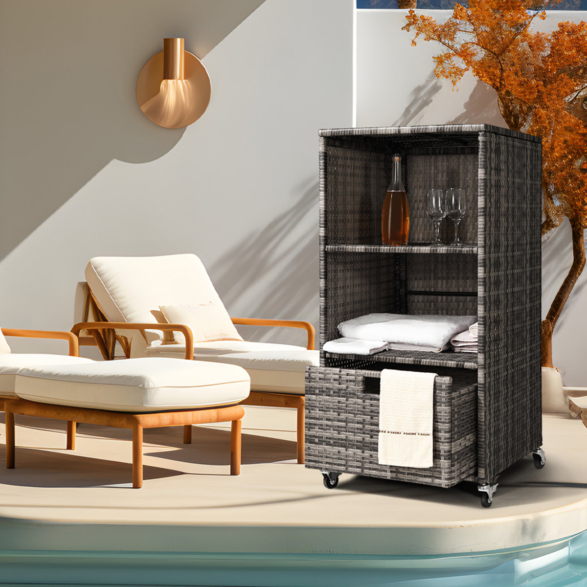 LeewooJardin Outdoor Towel Rack For Pool Outdoor Pool Towel Storage ...