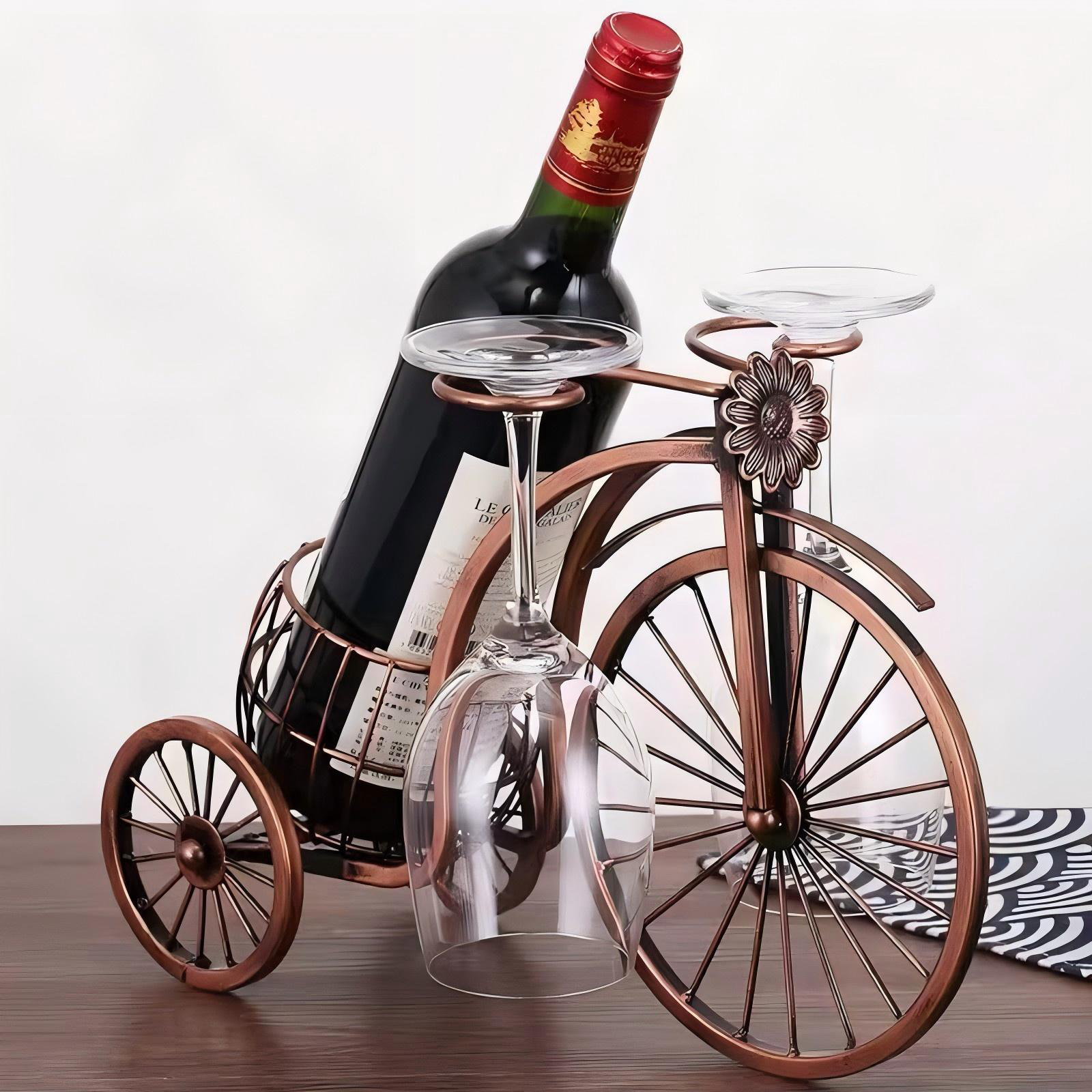 Williston Forge Single Bike Wine Bottle Holder With Glass Holer | Wayfair