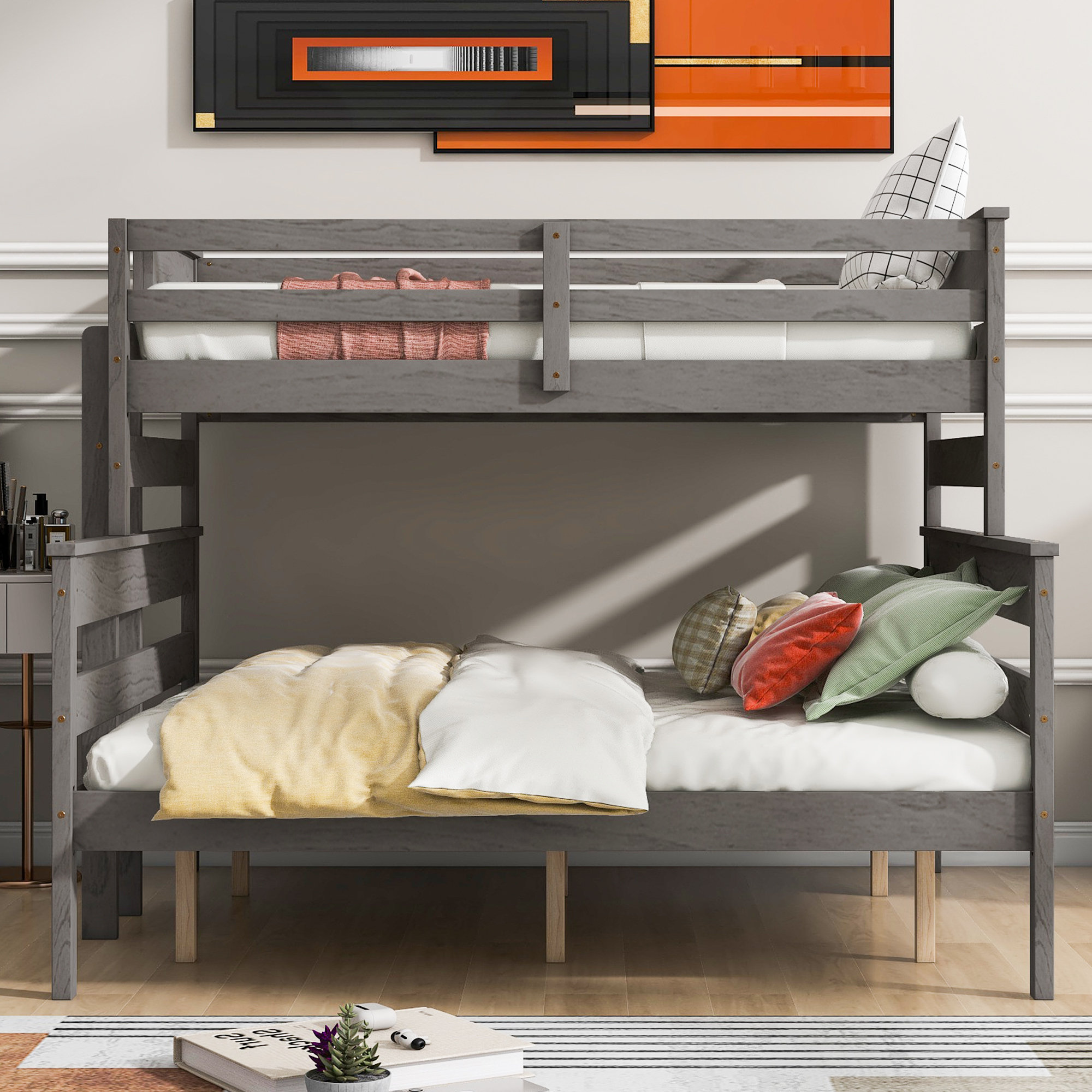 Foundry Select Space-saving Wooden Bunk Bed Stacked Or Split For Kids ...