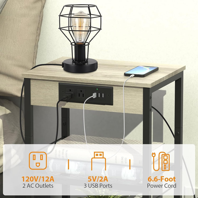 Hokku Designs Alluvia End Table with Storage and Built-In Outlets | Wayfair