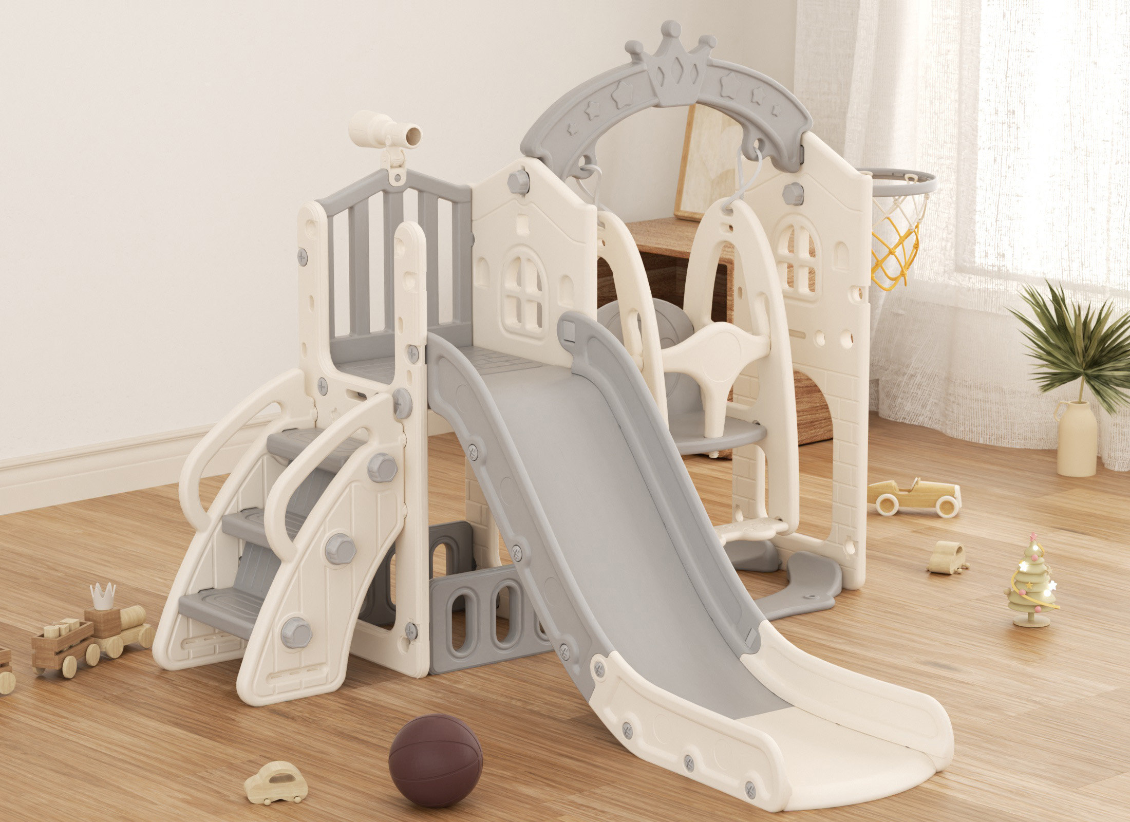 GLAF 6-in-1 Toddler Swing and Slide Set, Kids Slide with Climber | Wayfair