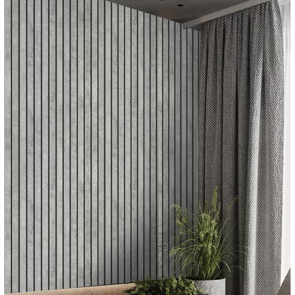 Fresco Concrete Slats Grey 10m x 52cm Matte Wallpaper Roll | Wayfair.co.uk