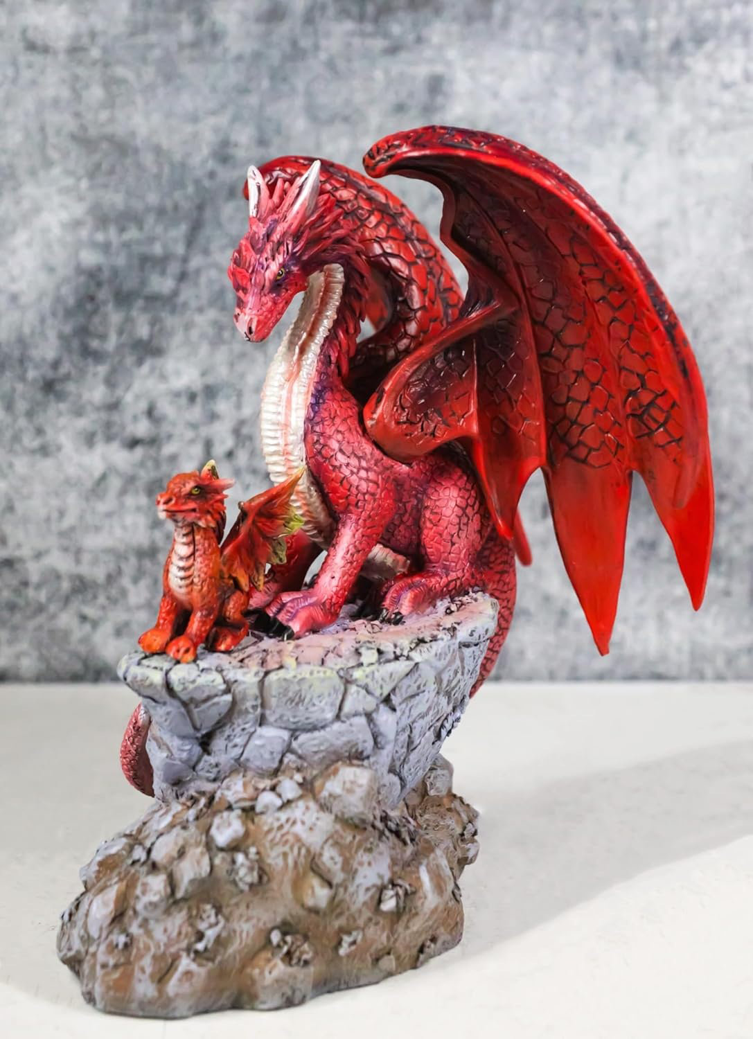 Dakota Fields Red Fire Elemental Dragon With Baby Hatchling Standing On ...