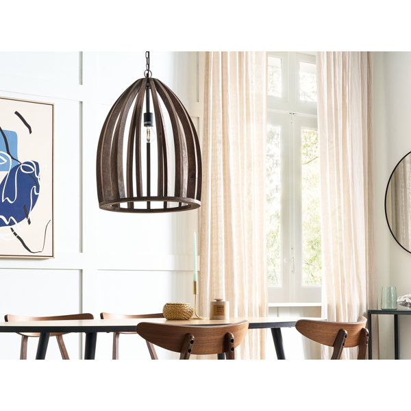 August Grove Andreana 1 - Light Dark Wood Caged Pendant | Wayfair.co.uk