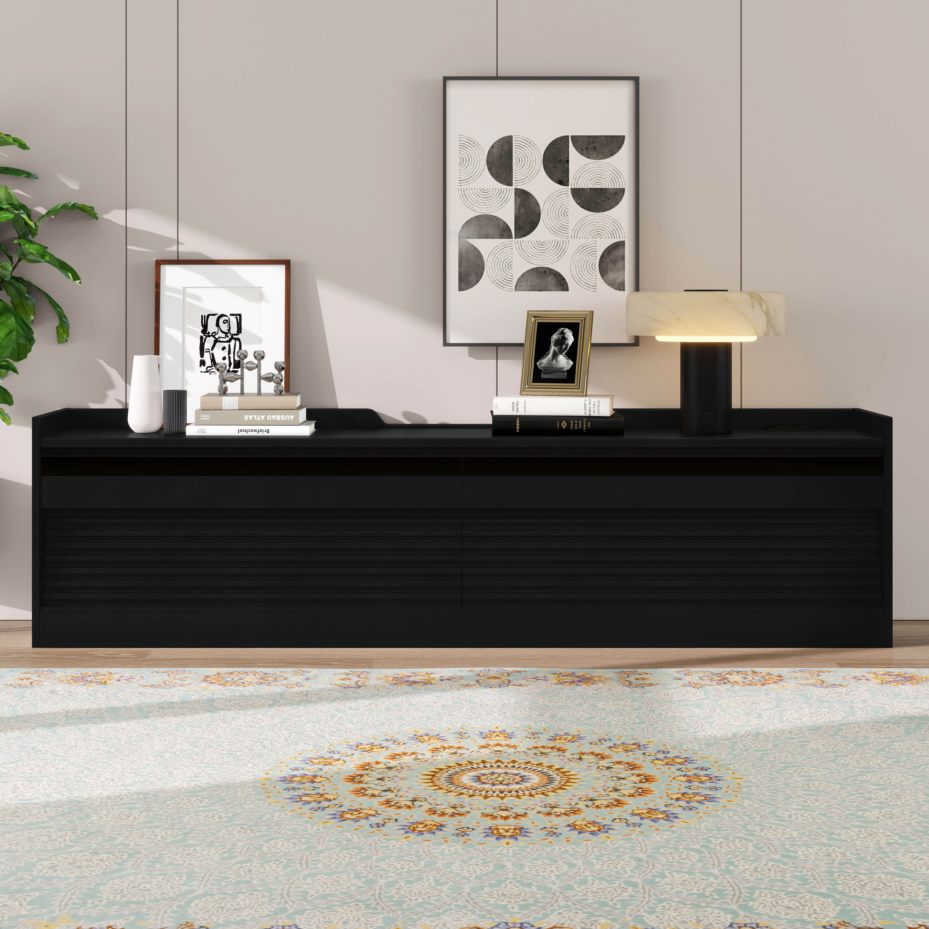 Ivy Bronx TV Stand With Tempered Glass, Entertainment Centre With Built ...