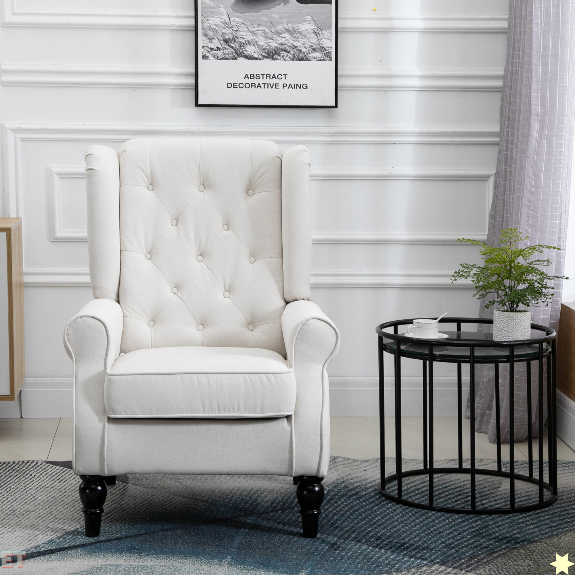 Darby Home Co Button-Tufted Accent Chair With High Wingback, Rounded ...