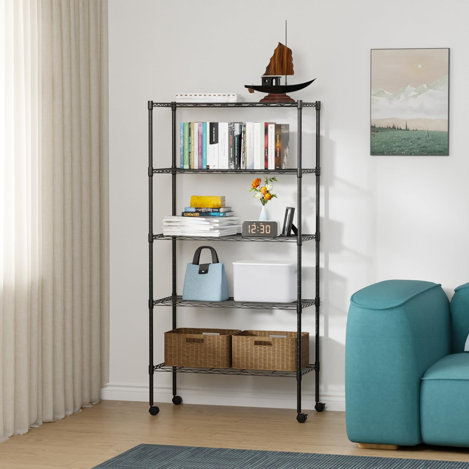 17 Stories Heavy Duty Adjustable Wire Shelving Unit With Wheels For ...