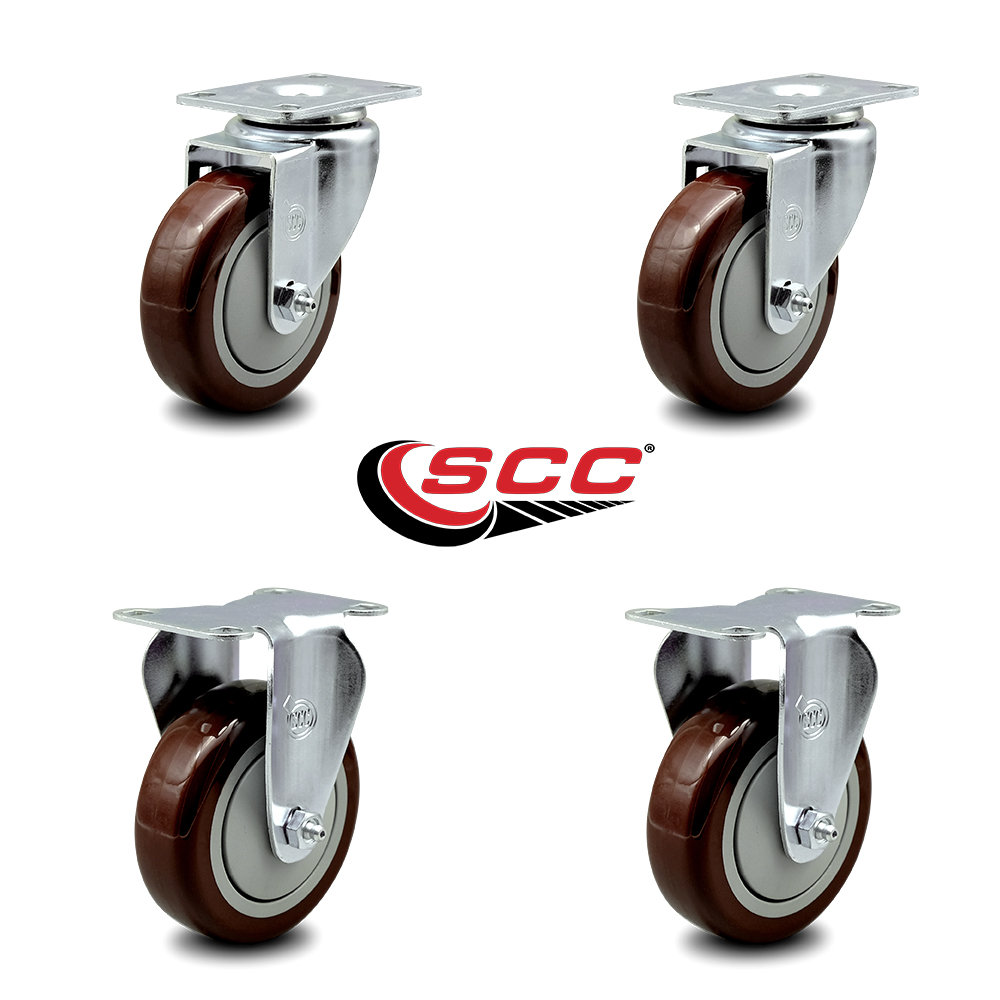 Service Caster 4 Piece Polyurethane Caster Set | Wayfair