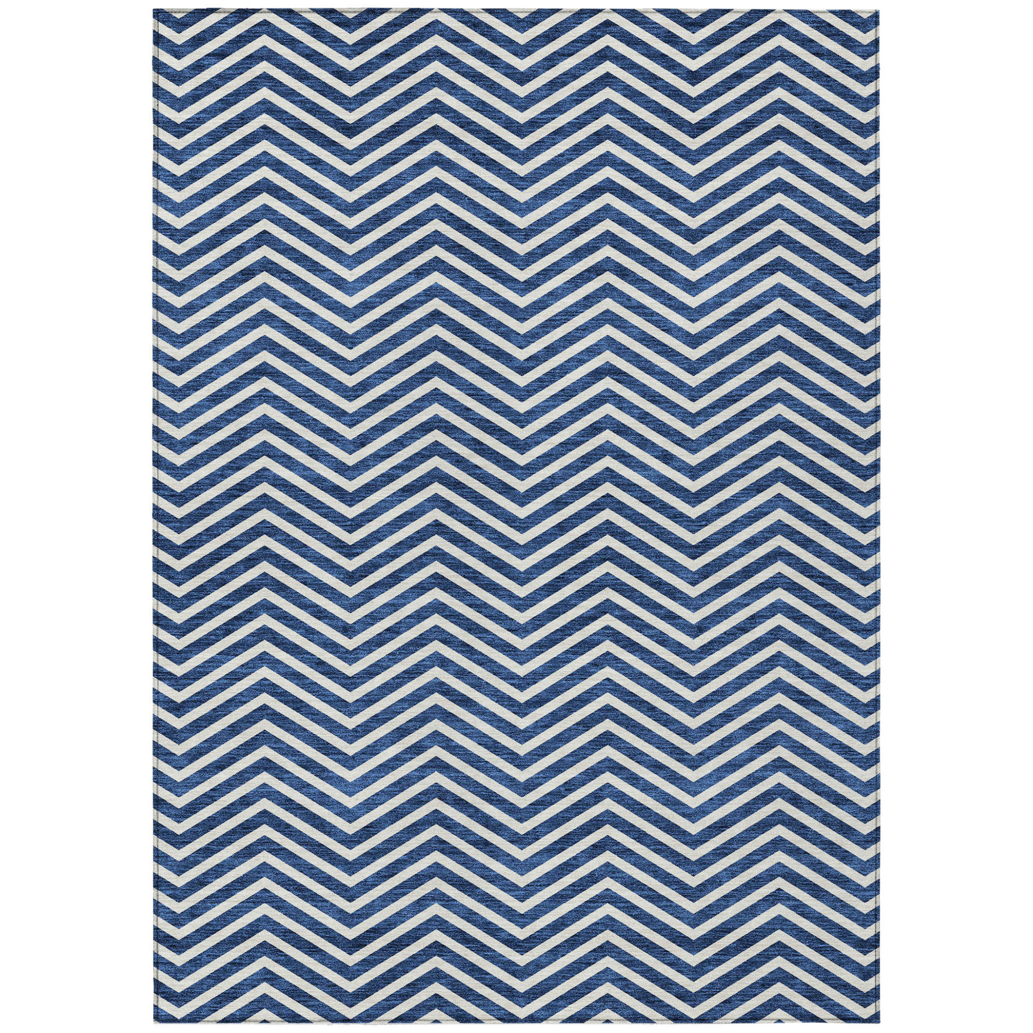 HomeRoots 9' X 12' Blue Chevron Washable Indoor Outdoor Area Rug | Wayfair