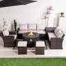 Latitude Run® 8-Person All-Weather Wicker Patio Set - Premium Fire Pit ...