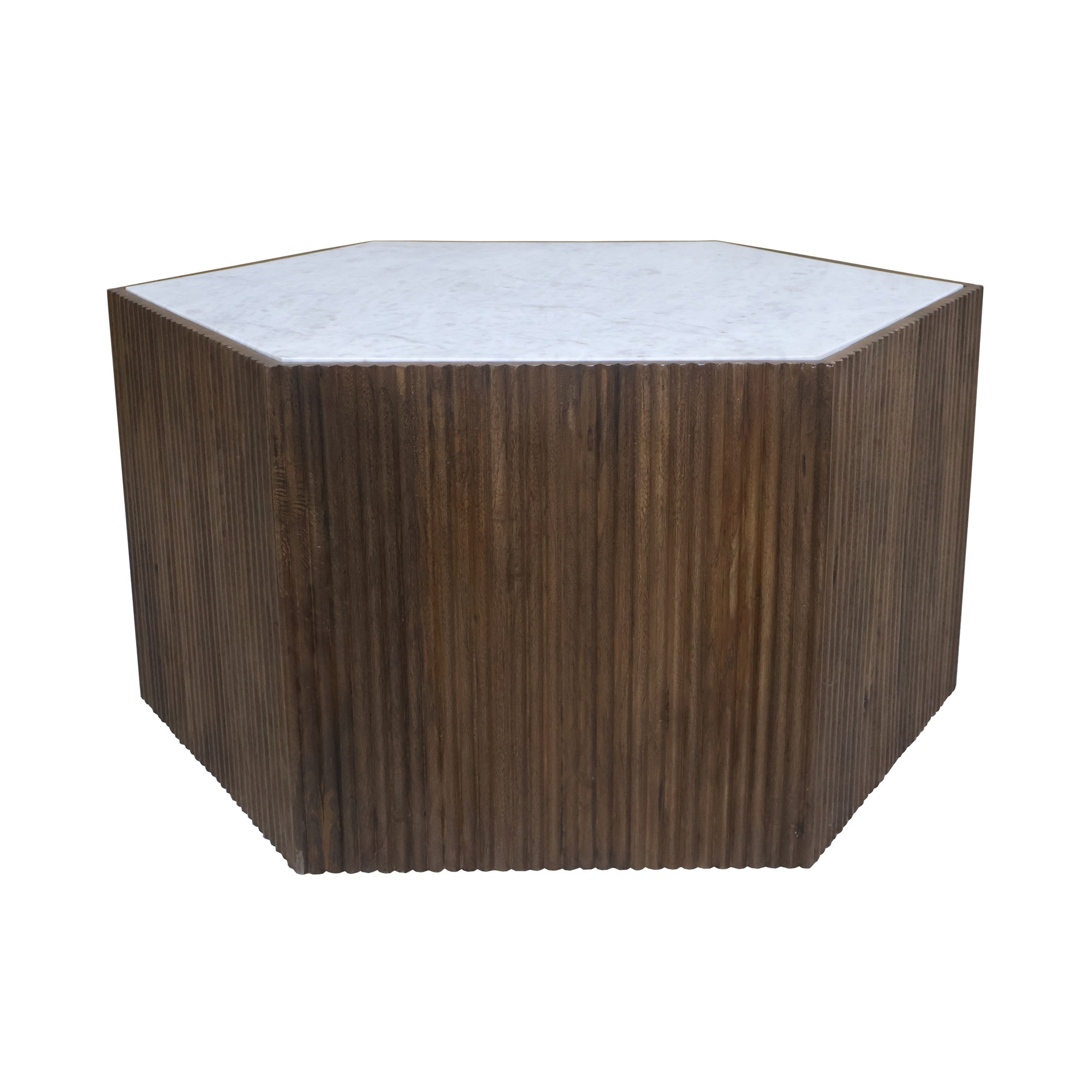 Latitude Run® Transitional Marble/Solid Wood Fluted Handmade Coffee ...