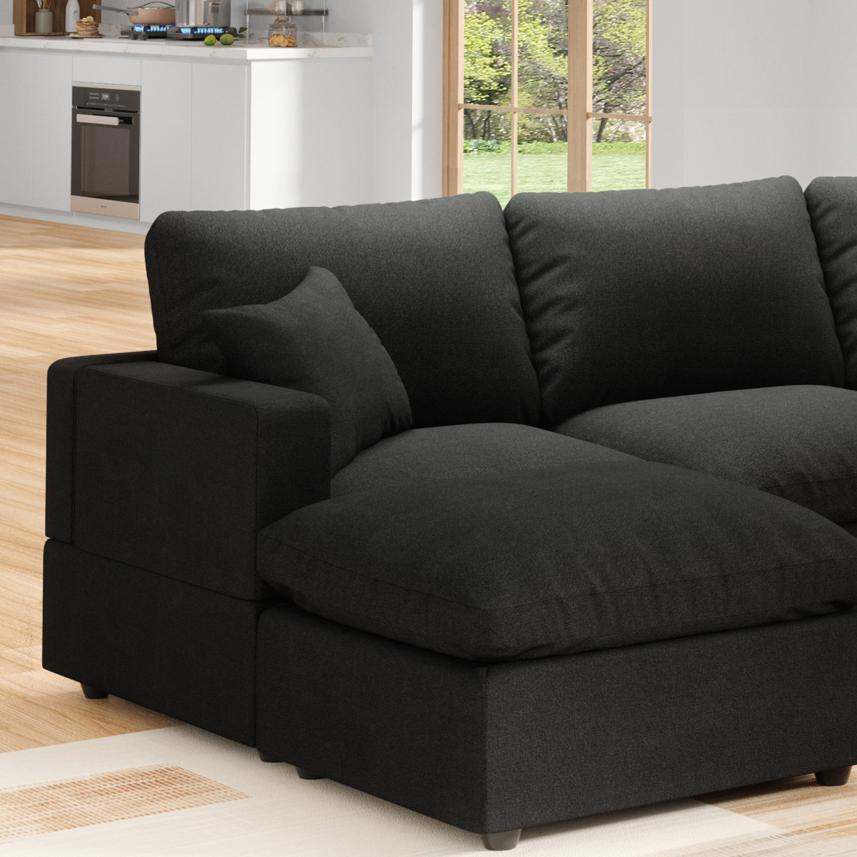 Latitude Run® 4-Seater Sectional Sofa Comfy Cloud Couch for Living Room ...