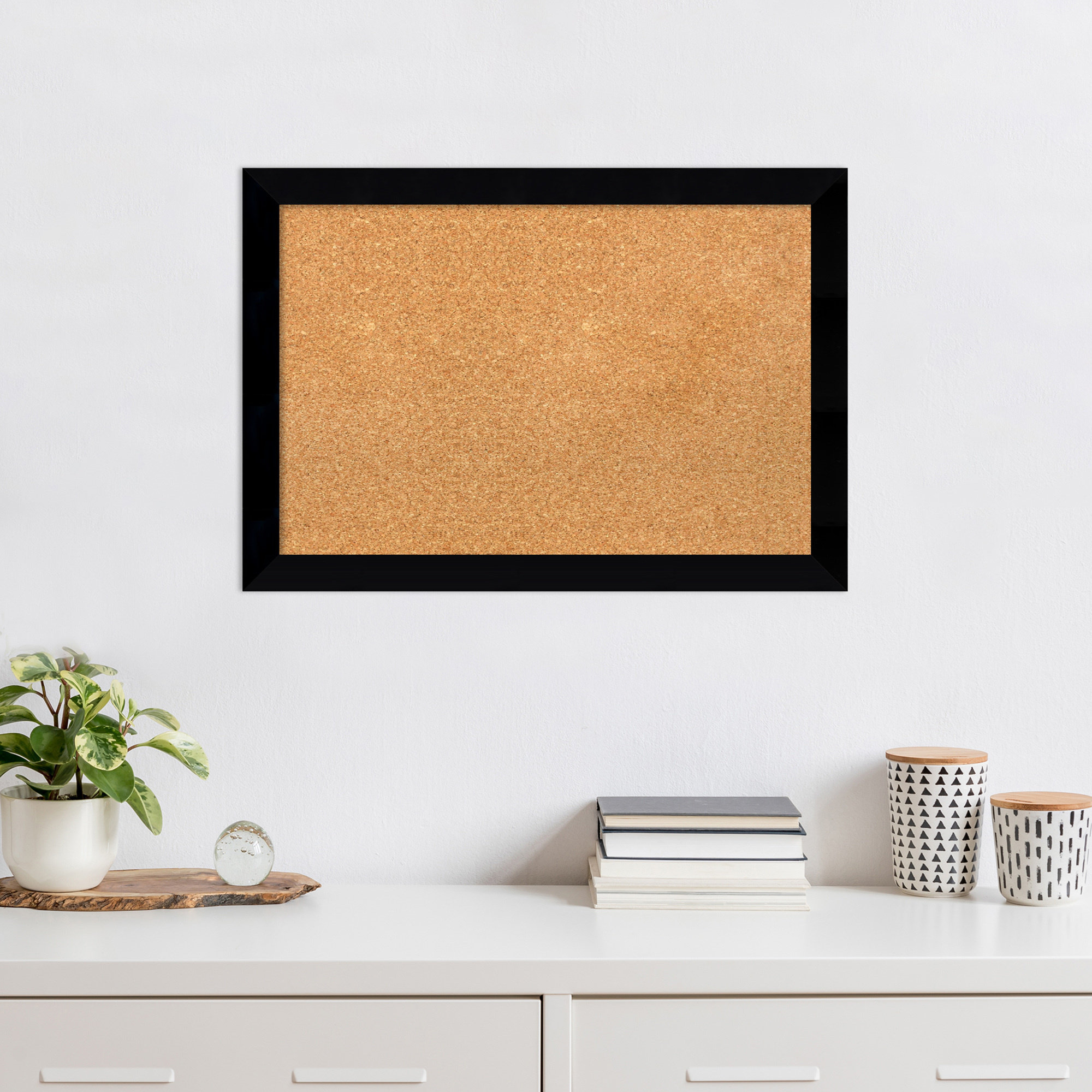 Amanti Art Natural Cork Board, Black Museum Wood Frame - Bulletin Board ...