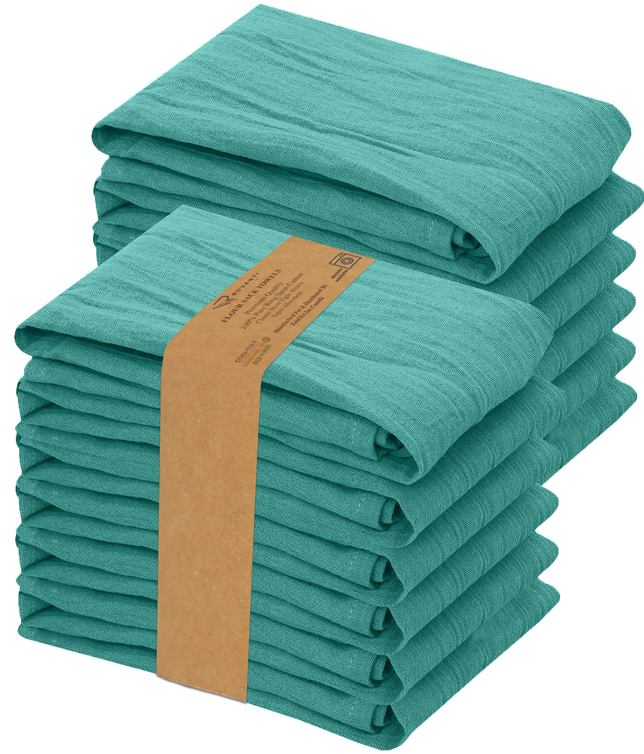 Ruvanti 100% Cotton Solid Flour Sack Dishcloth Kitchen Towels Set for ...