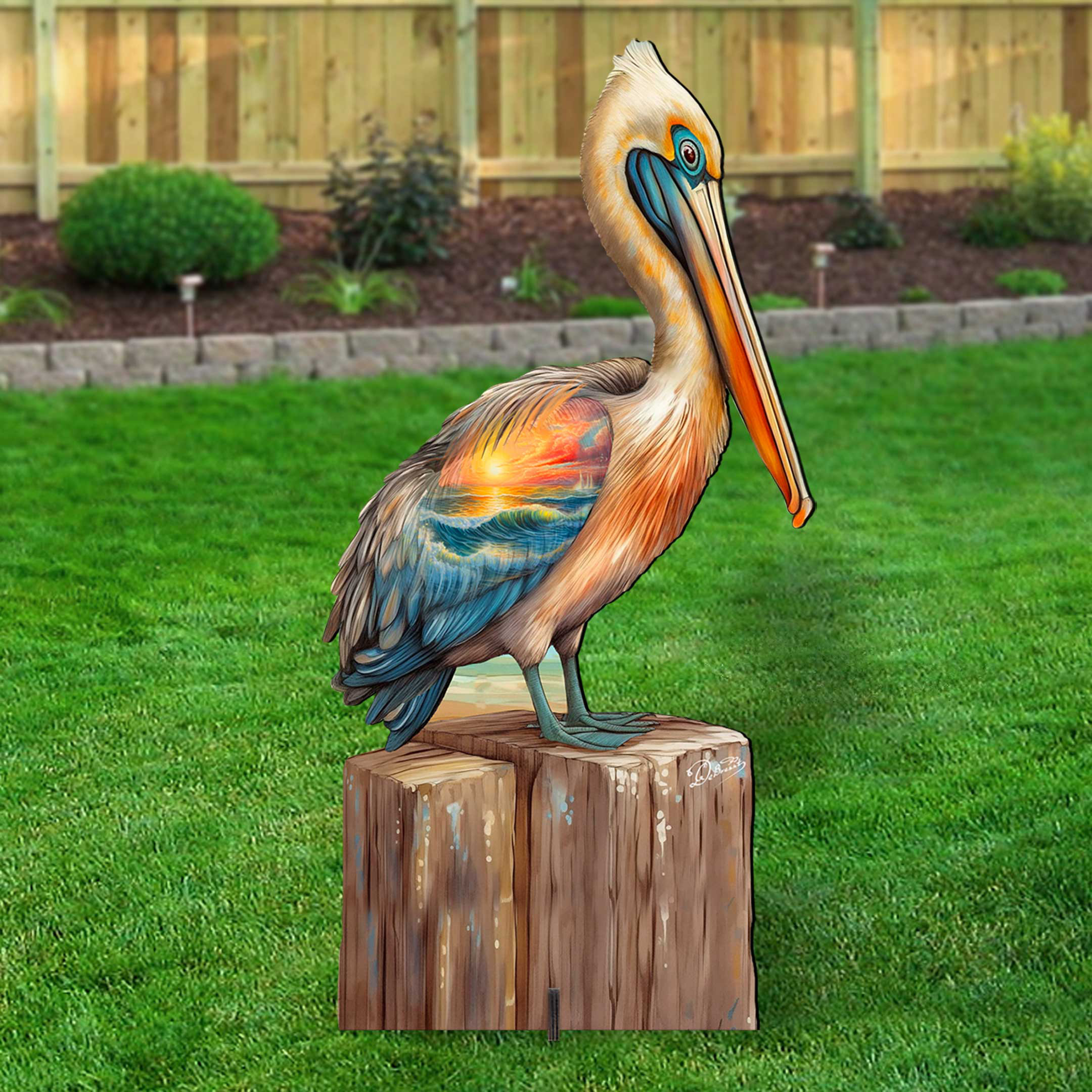 The Holiday Aisle® Coastal Pelican Outdoor Indoor Decor Wooden ...