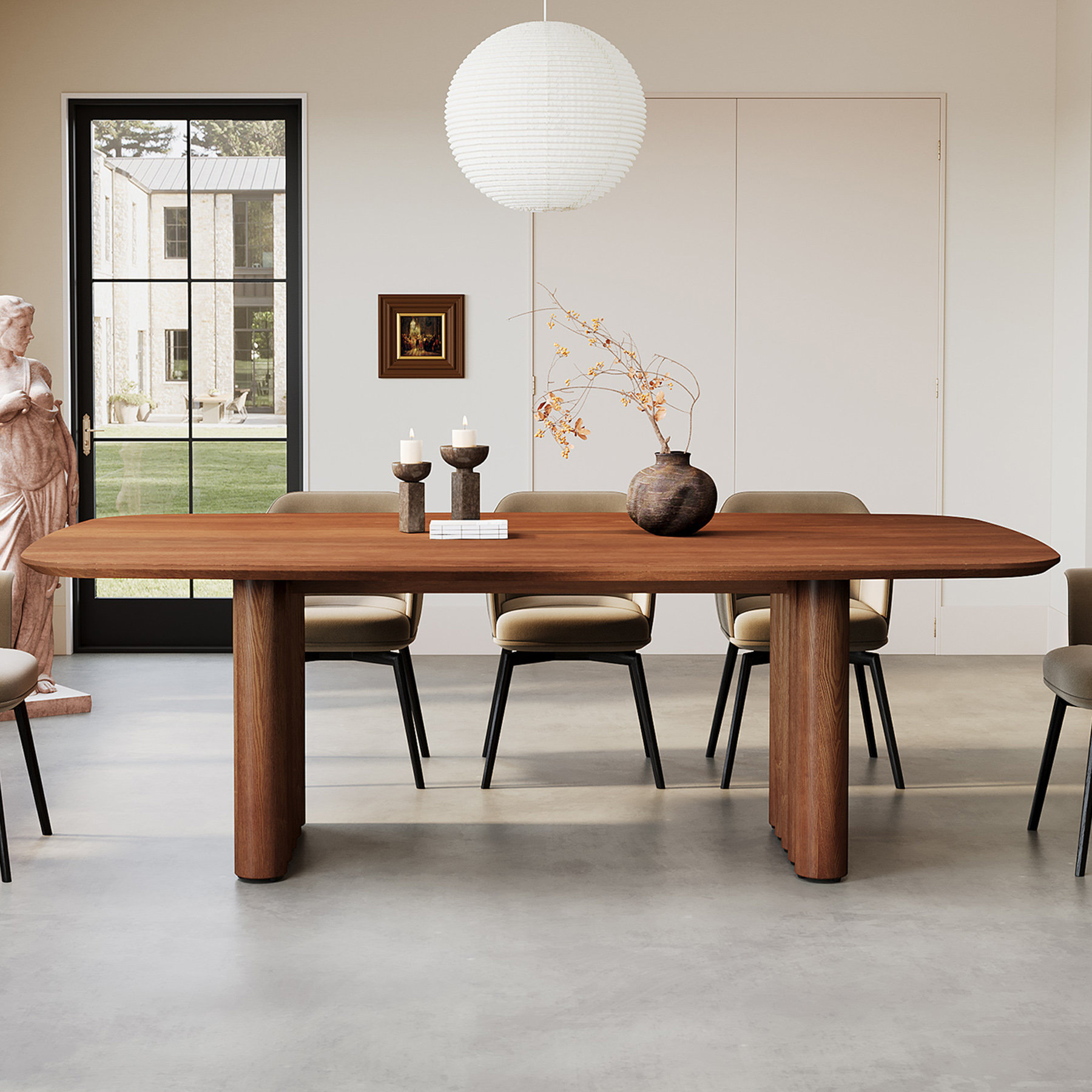 Loon Peak® 78.7" Solid Wood Dining Table, Solid Double Ribbed Legs ...