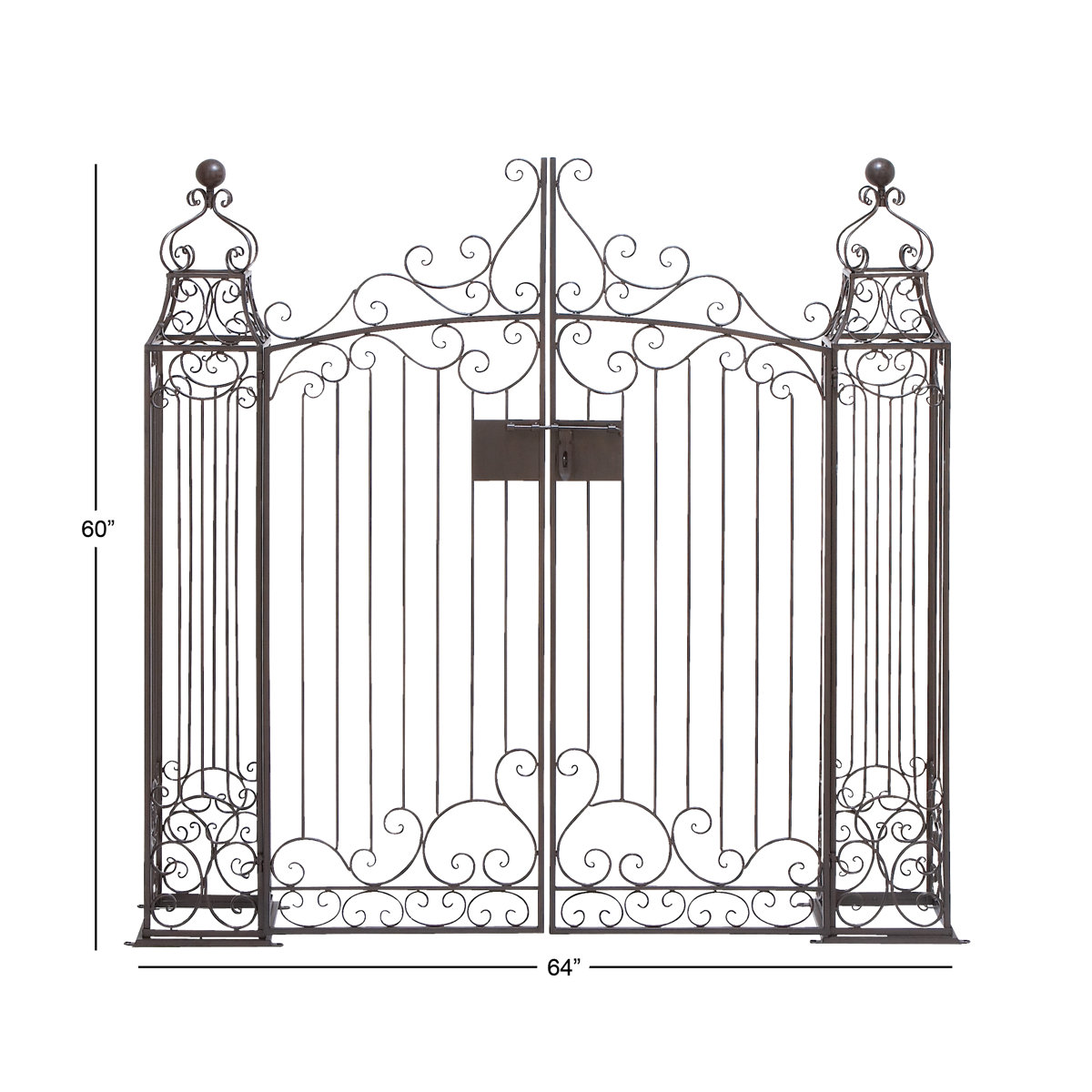 Astoria Grand Vella Metal Indoor Outdoor Scrollwork Arched Gate Garden ...