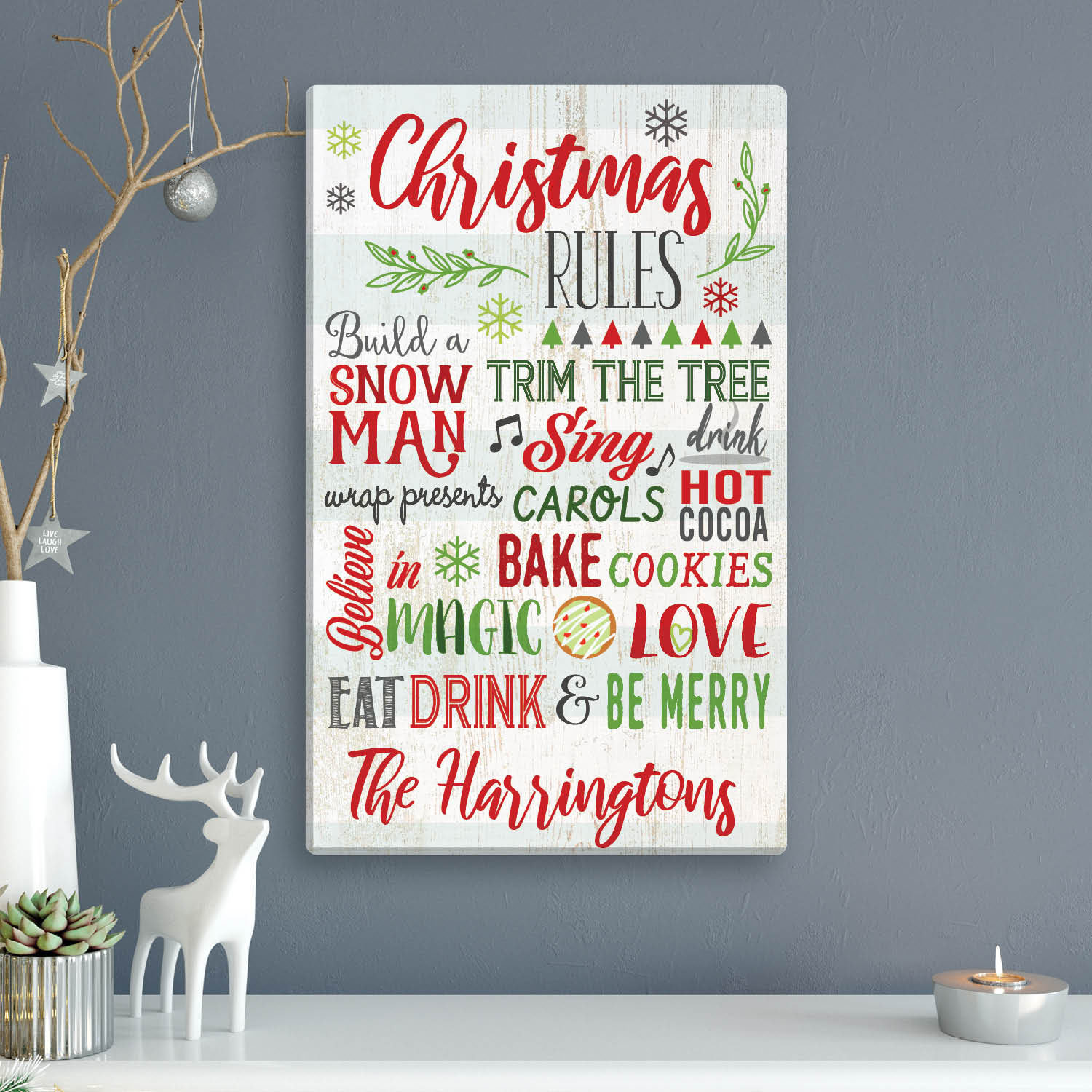 The Holiday Aisle® Christmas Rules Canvas Print With Custom ...