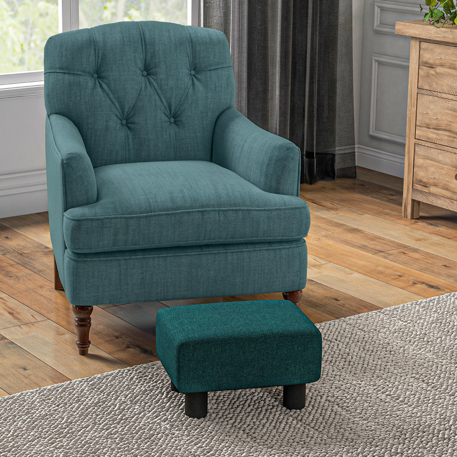 Winston Porter Foot Rest , Linen Upholstered With Plastic Leg Base For ...