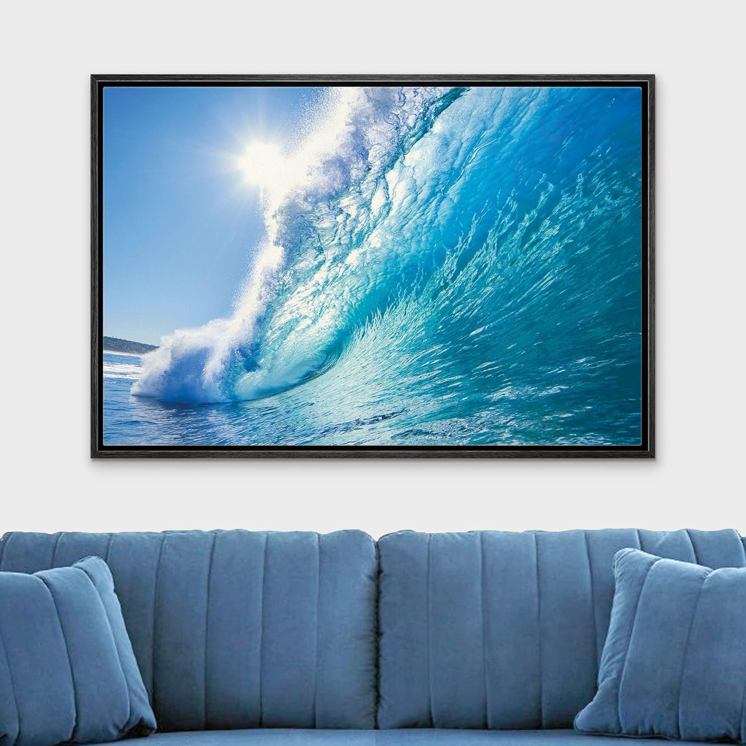 IDEA4WALL Coastal Beach Surf a Tropical Blue Wave Canvas Art Home Art ...