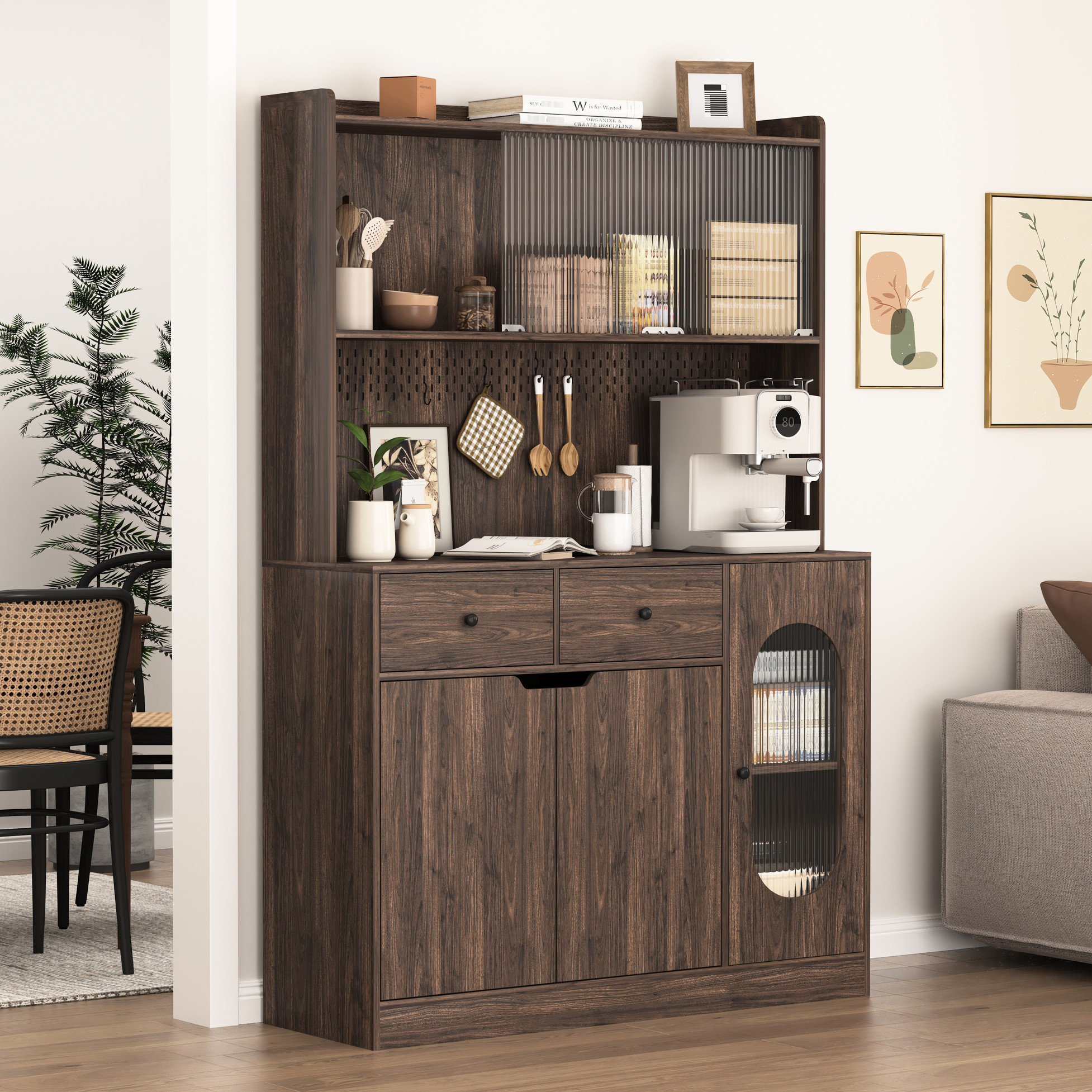 Latitude Run® Large Capacity Pantry Cabinet For Kitchen, 71" Tall With ...