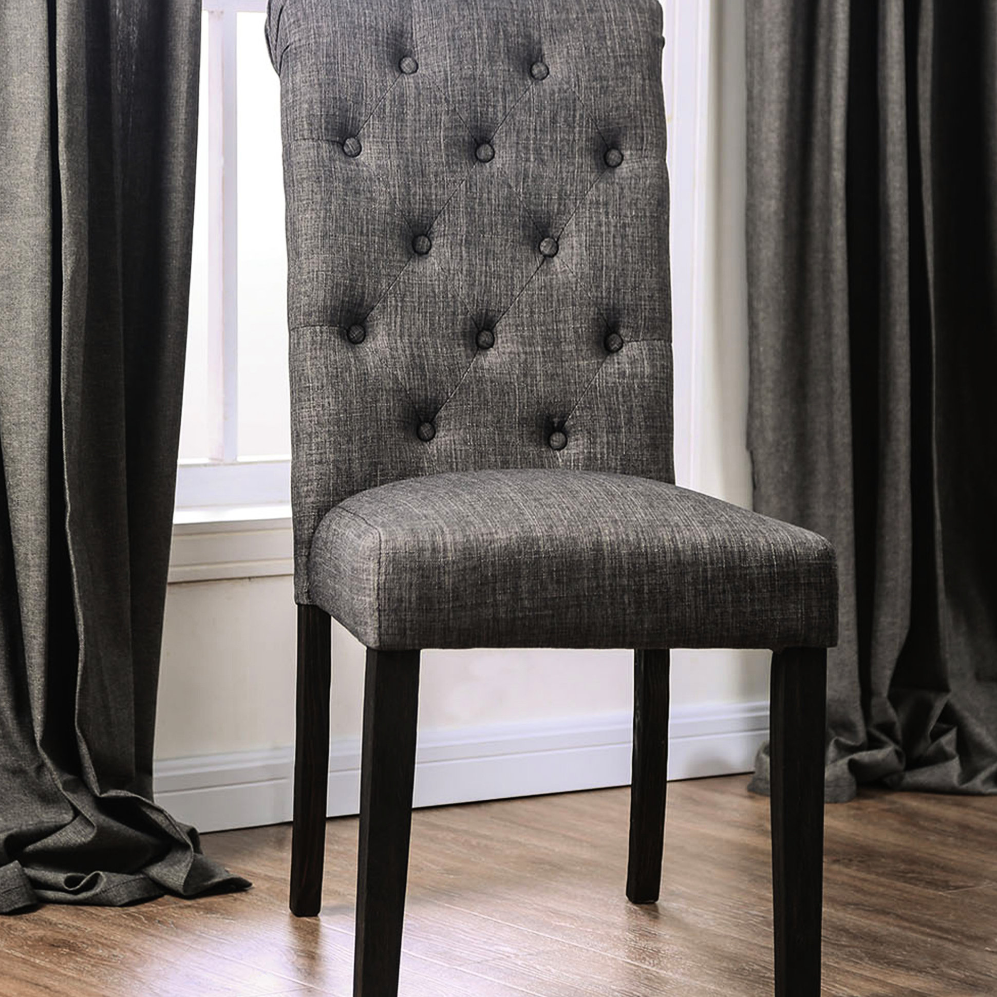 One Allium Way® 2 Piece Padded Fabric Dining Chairs, Scroll - Back ...