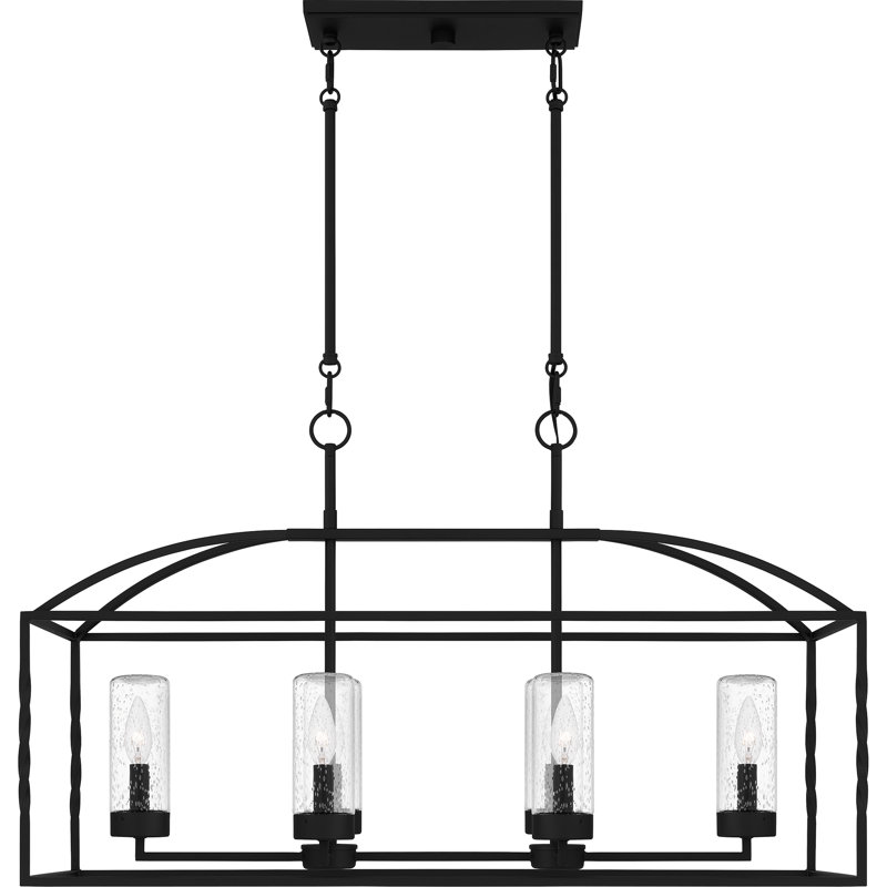Gracie Oaks Ivannah 6-Light Earth Black Outdoor Linear Chandelier | Wayfair