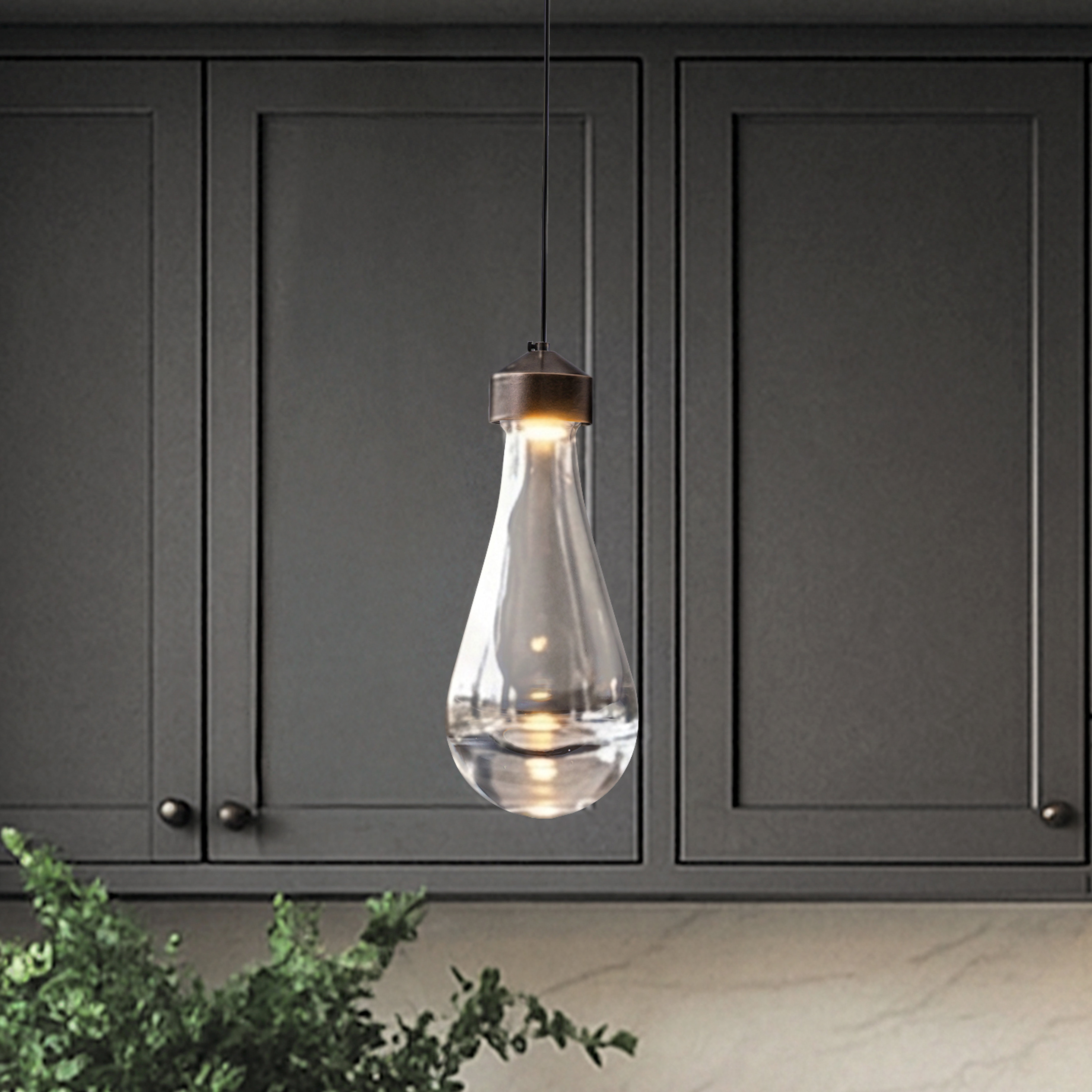 Mercer41 1-light 5" Modern Teardrop Glass Integrated Led Pendant Light ...