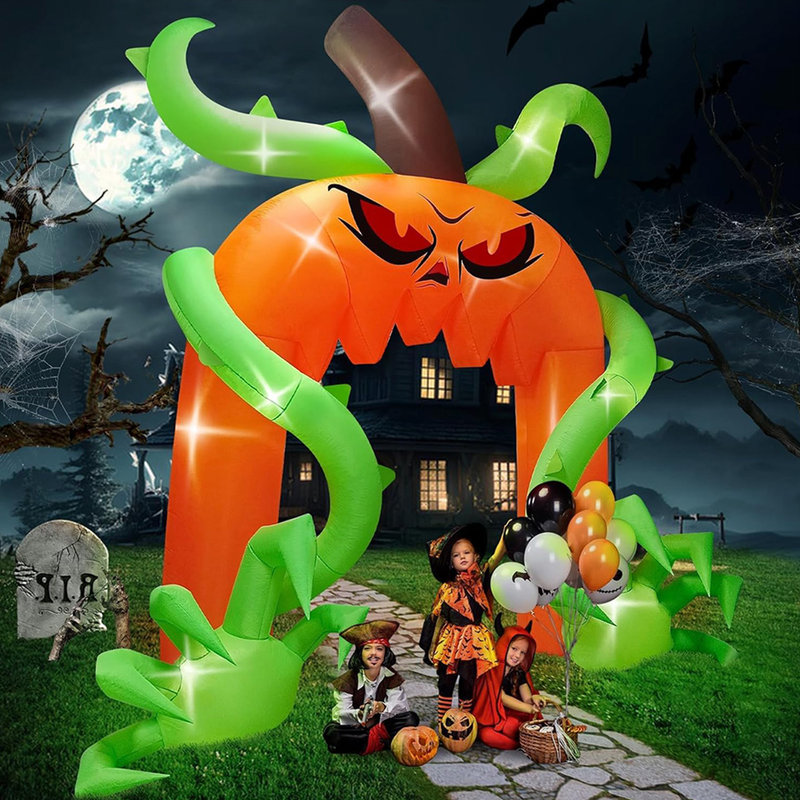 The Holiday Aisle® 12FT Halloween Archway Inflatables,Giant Pumpkin ...